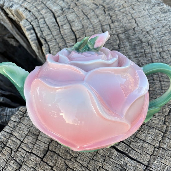 Pink Rose Teapot - Etsy