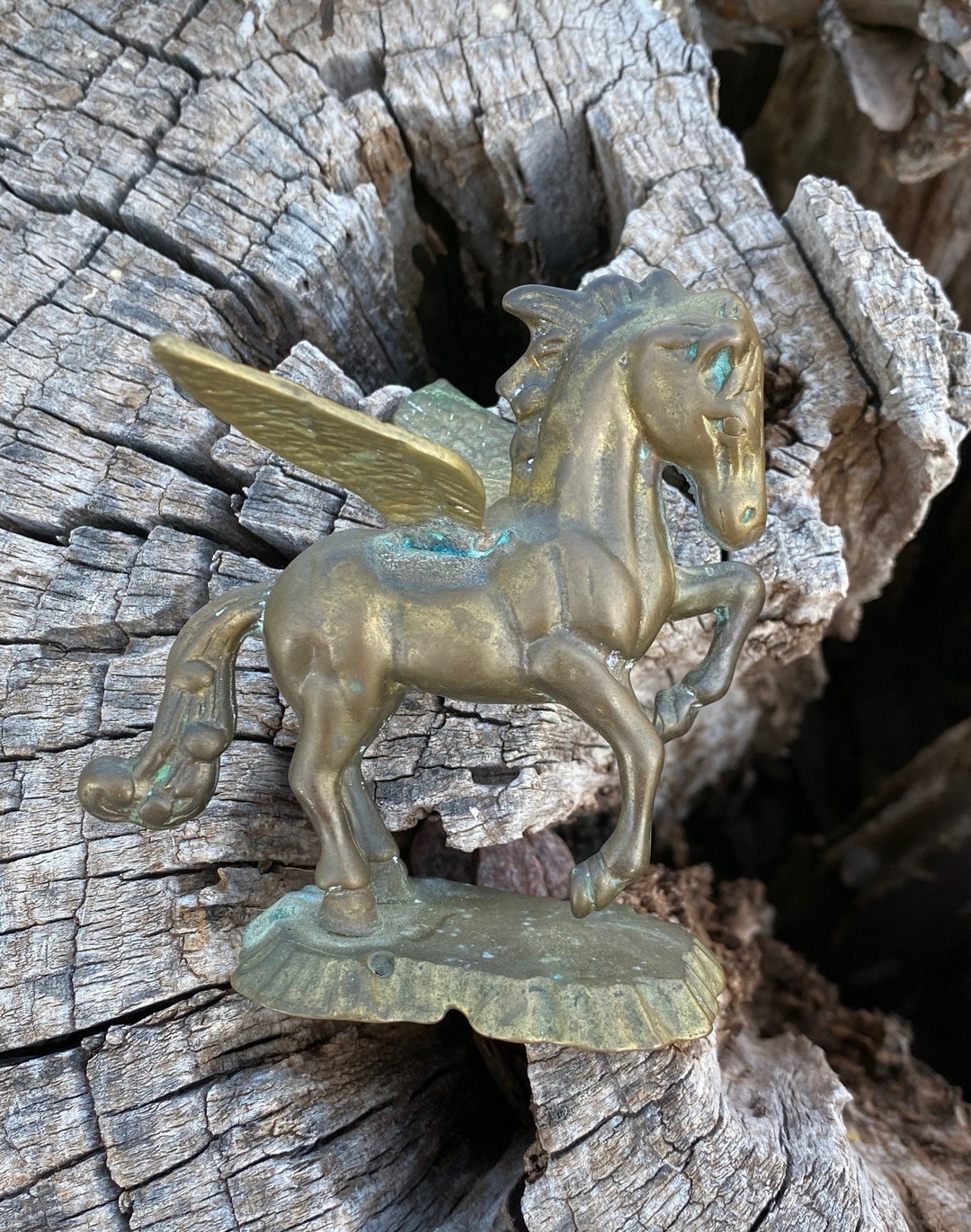 Vintage Pegasus Figurine, 4 1/2 Tall, Solid Brass Pegasus on a Brass ...