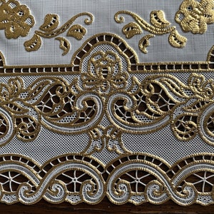 Vintage Plastic Lace Placemats, Set of 4 Ivory and Gold Rectangular ...