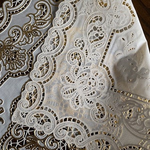 Vintage Plastic Lace Placemats, Set of 4 Ivory and Gold Rectangular ...