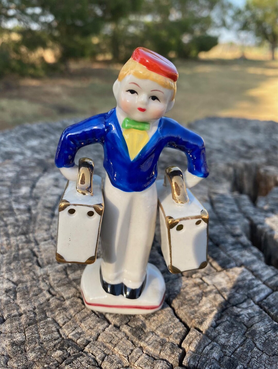 Bellhop Salt and Pepper Shakers, Bell Boy With Two Suitcases, Vintage ...