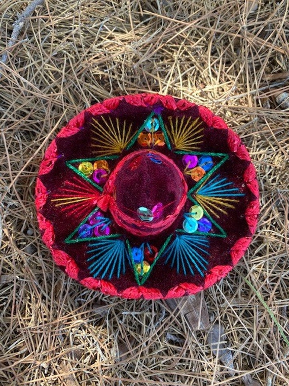 Burgundy With Red Trim Mini Mariachi Hat 5 Mini - Etsy