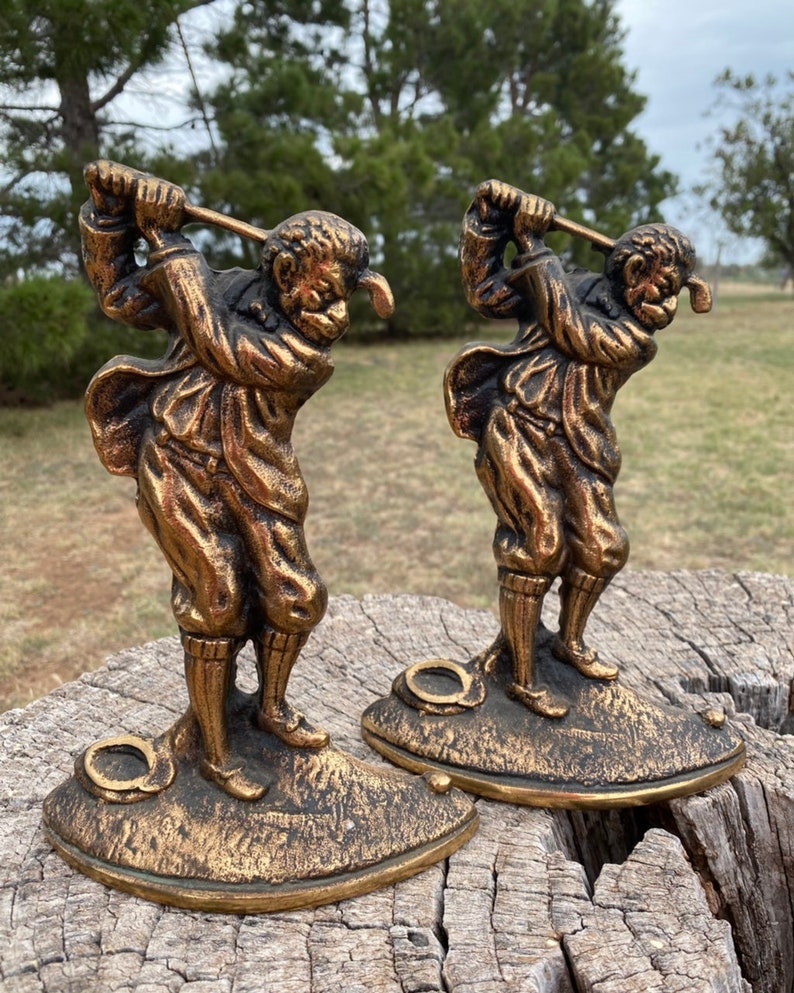 Sale Brass Golfer Bookends 9 Tall Brass Golf Player - Etsy