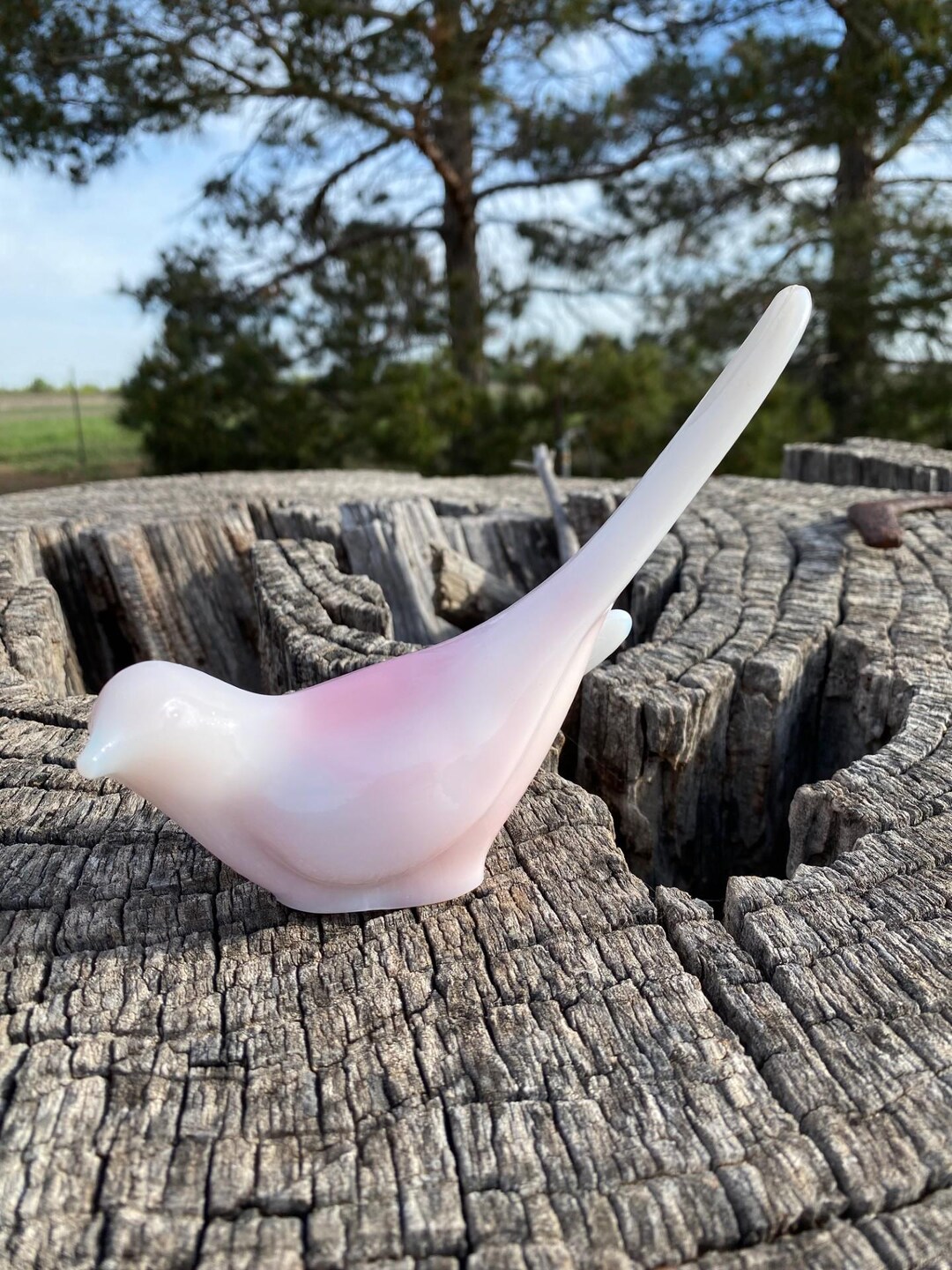 Vintage Fenton Bird Figurine Fenton Pink Milk Glass Dove Bird, Bird of ...