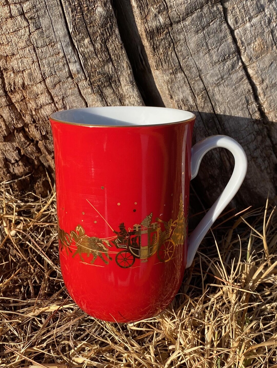 Vintage Set of 5 Otagiri Horse Carriage and Christmas Tree Gold ...