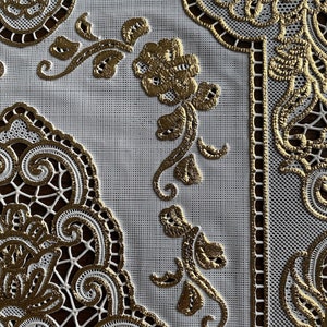 Vintage Plastic Lace Placemats, Set of 4 Ivory and Gold Rectangular ...