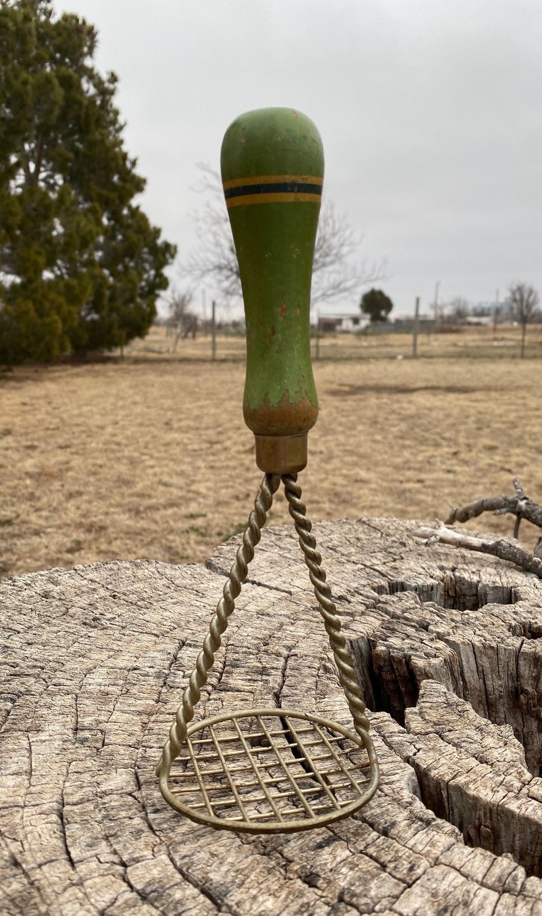 Vintage Metal Masher With Green Wooden Handle Antique Masher - Etsy