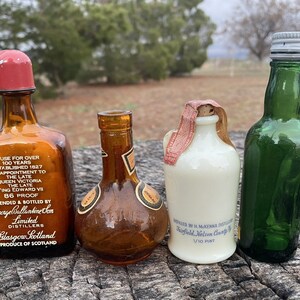 Set of 4 Vintage Miniature Glass Liquor Bottles, Mini Liquor Bottles ...