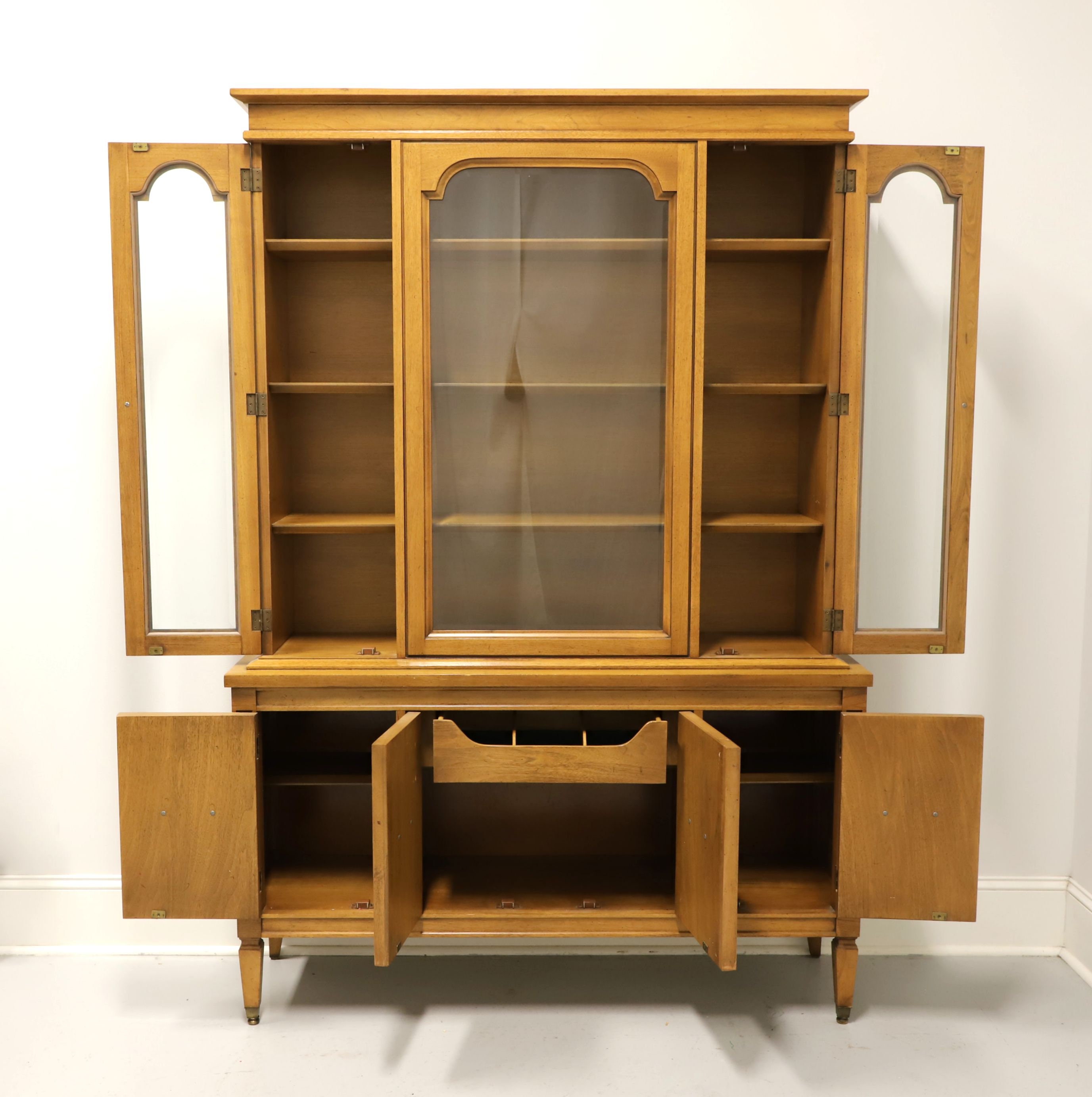 BASIC WITZ Mid 20th Century Pecan Mediterranean Style China Cabinet - Etsy