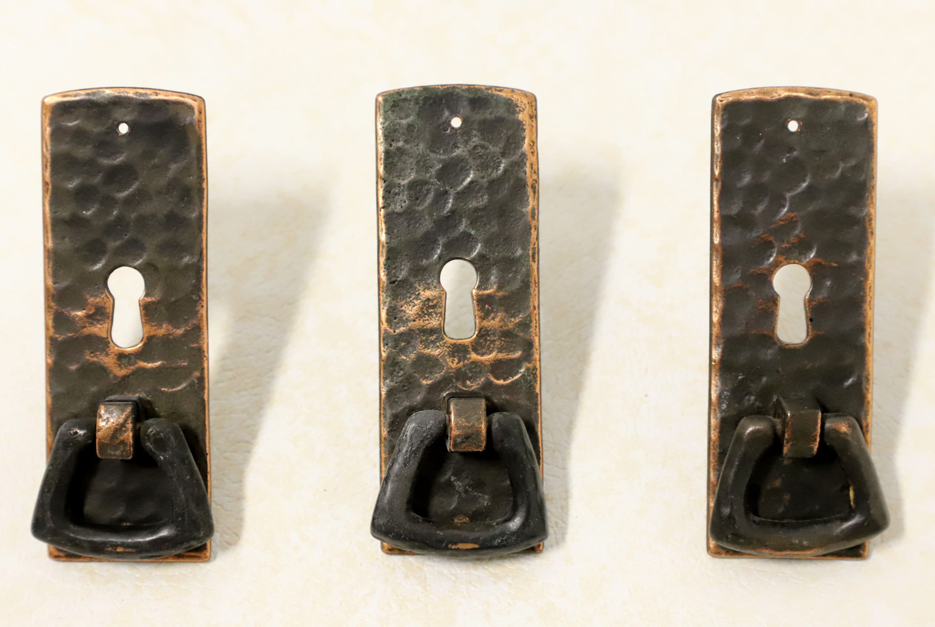 Vintage Hand-forged Oil-rubbed Solid Hammered Brass Keyhole Pulls - Lot ...