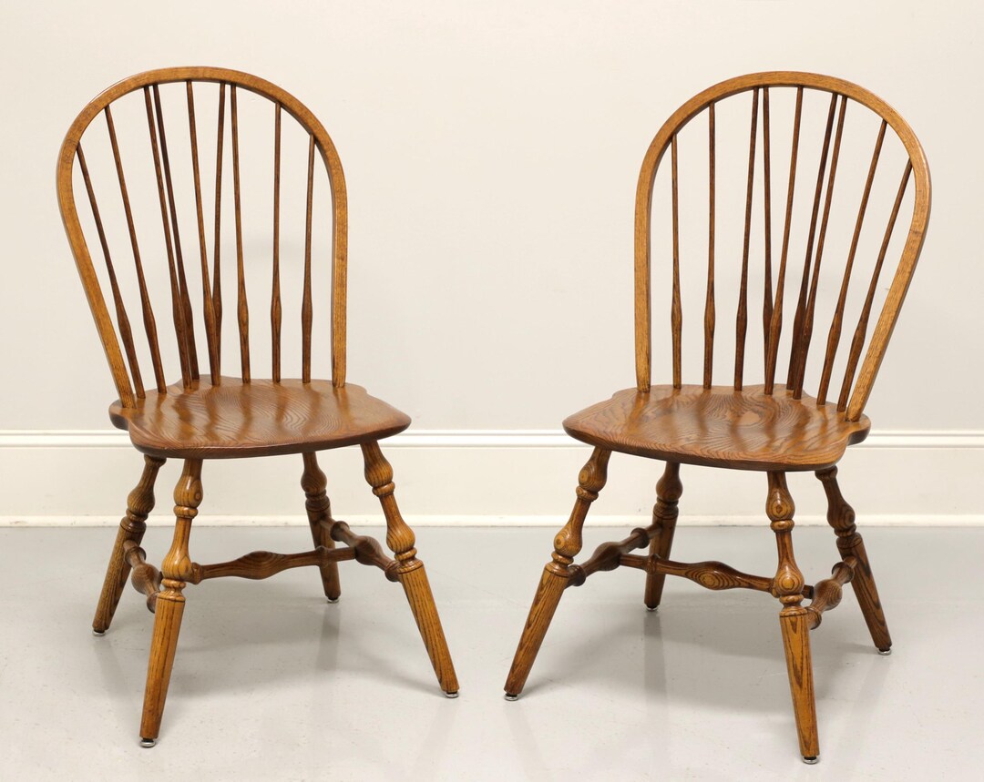 HALE Mid 20th Century Solid Oak Windsor Dining Side Chairs - Pair C - Etsy