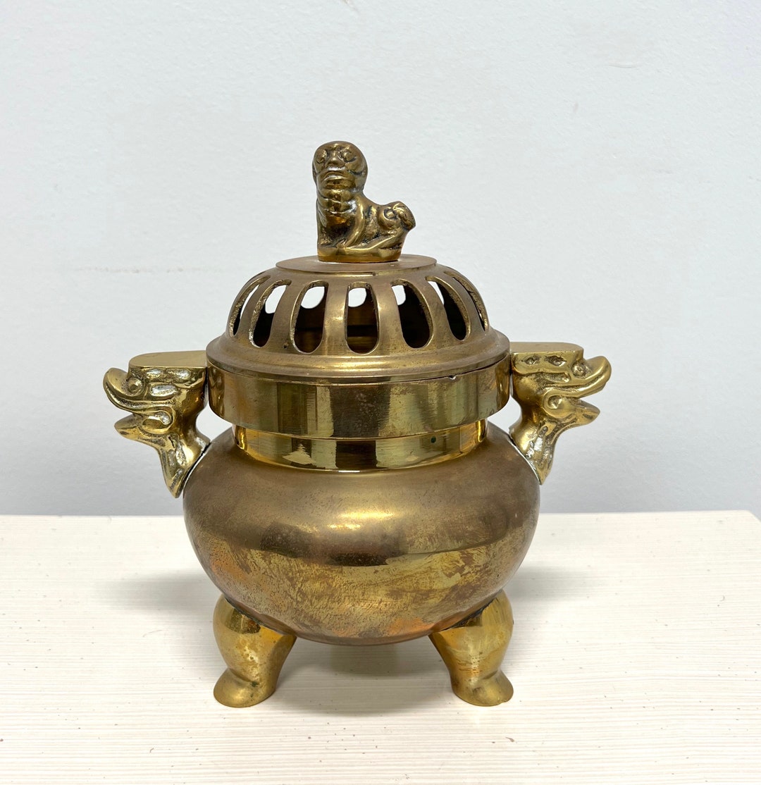 1980's Solid Brass Chinese Censer Pot Incense Burner - Etsy