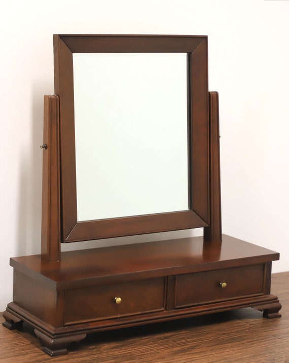 CRAFTIQUE Solid Mahogany Chippendale Cheval Two drawer Dressing Table Mirror Etsy