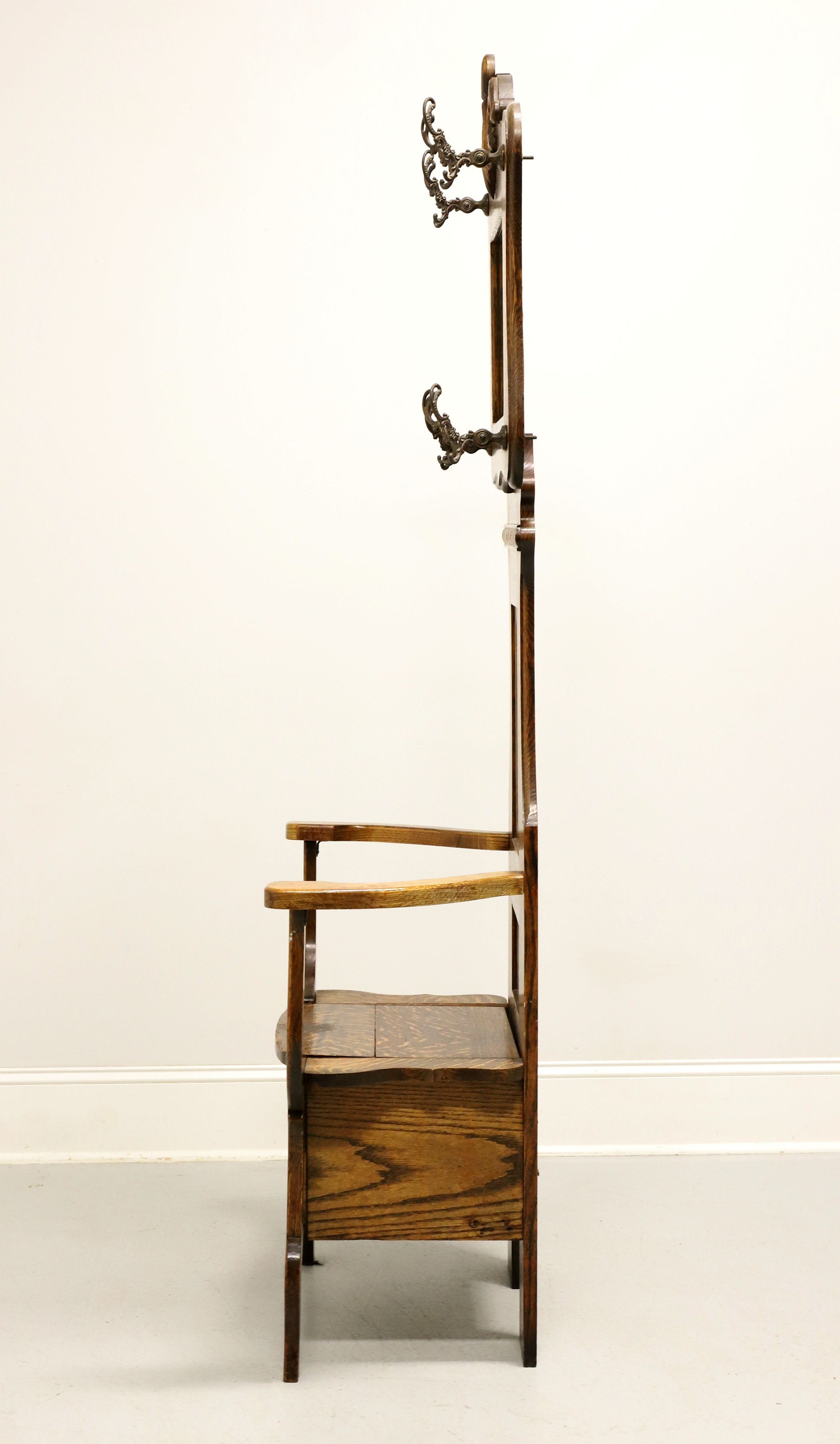 Antique Circa 1900 Victorian Period Tiger Oak Hall Tree With Chair ...