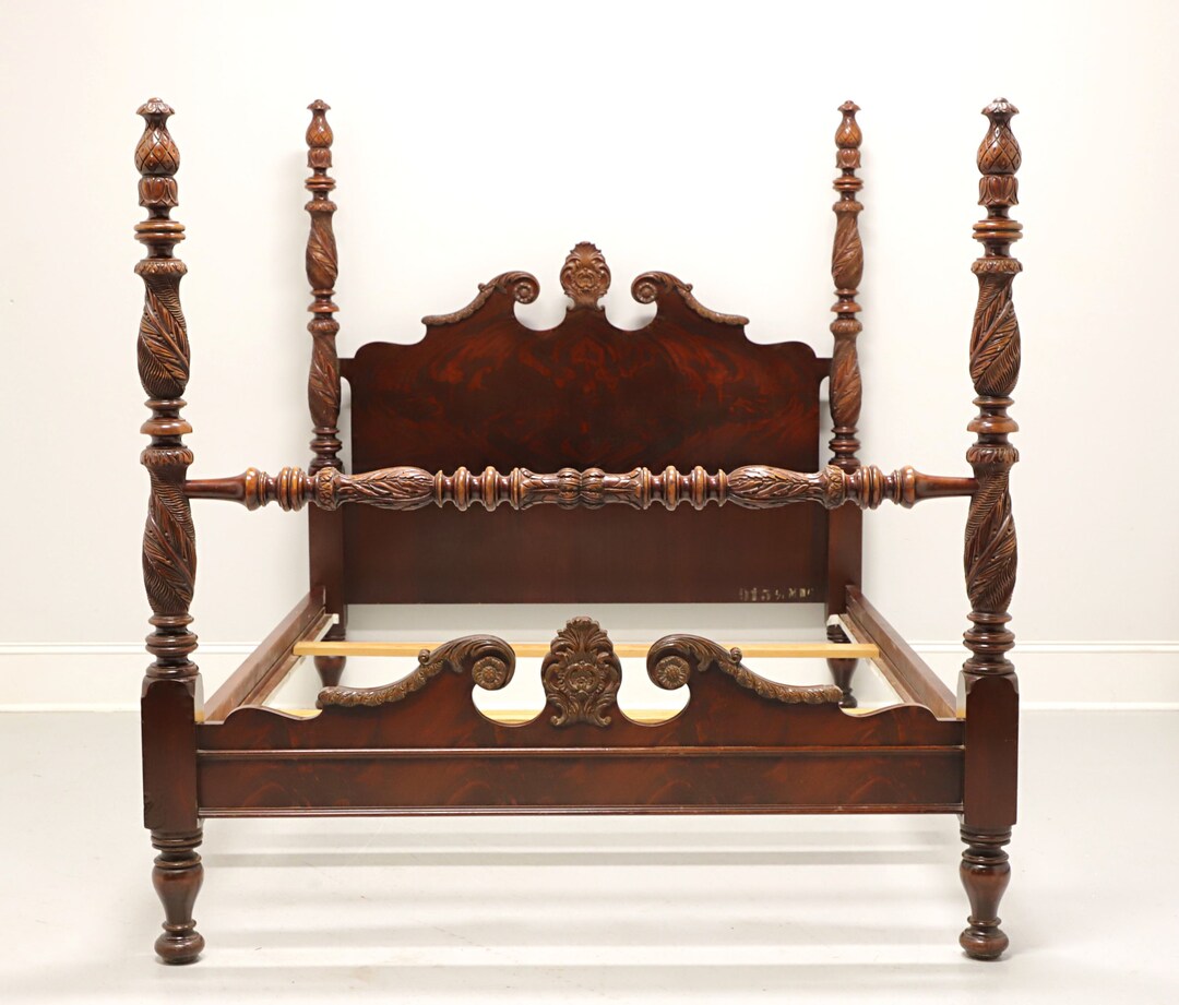 Antique 19th Century Carved Walnut Victorian Full Size Four Poster Bed ...