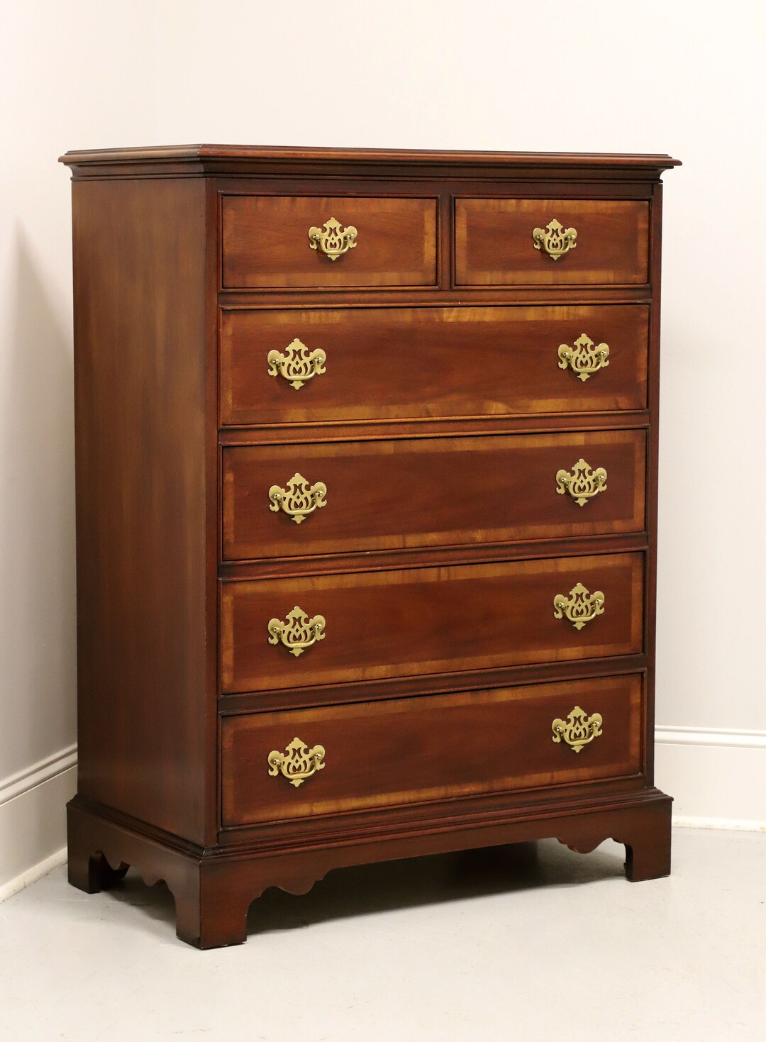 DIXIE Banded Mahogany Chippendale Chest of Six Drawers - Etsy