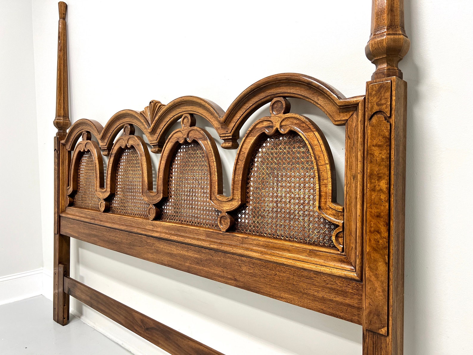 DREXEL Burl Oak Caned Mediterranean Style Two Post King Size Headboard - Etsy