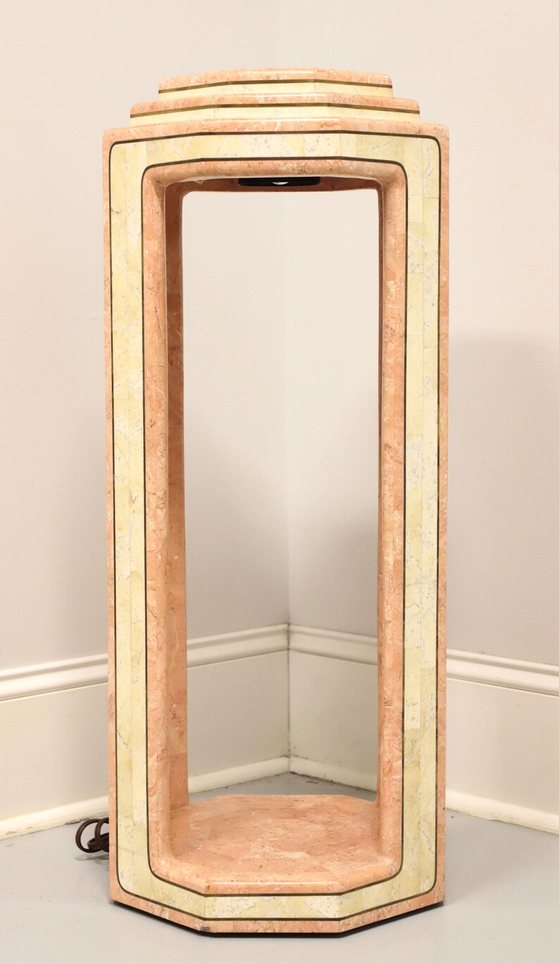 CASA BIQUE Pink & White Tessellated Marble Lighted Art Deco Octagonal ...