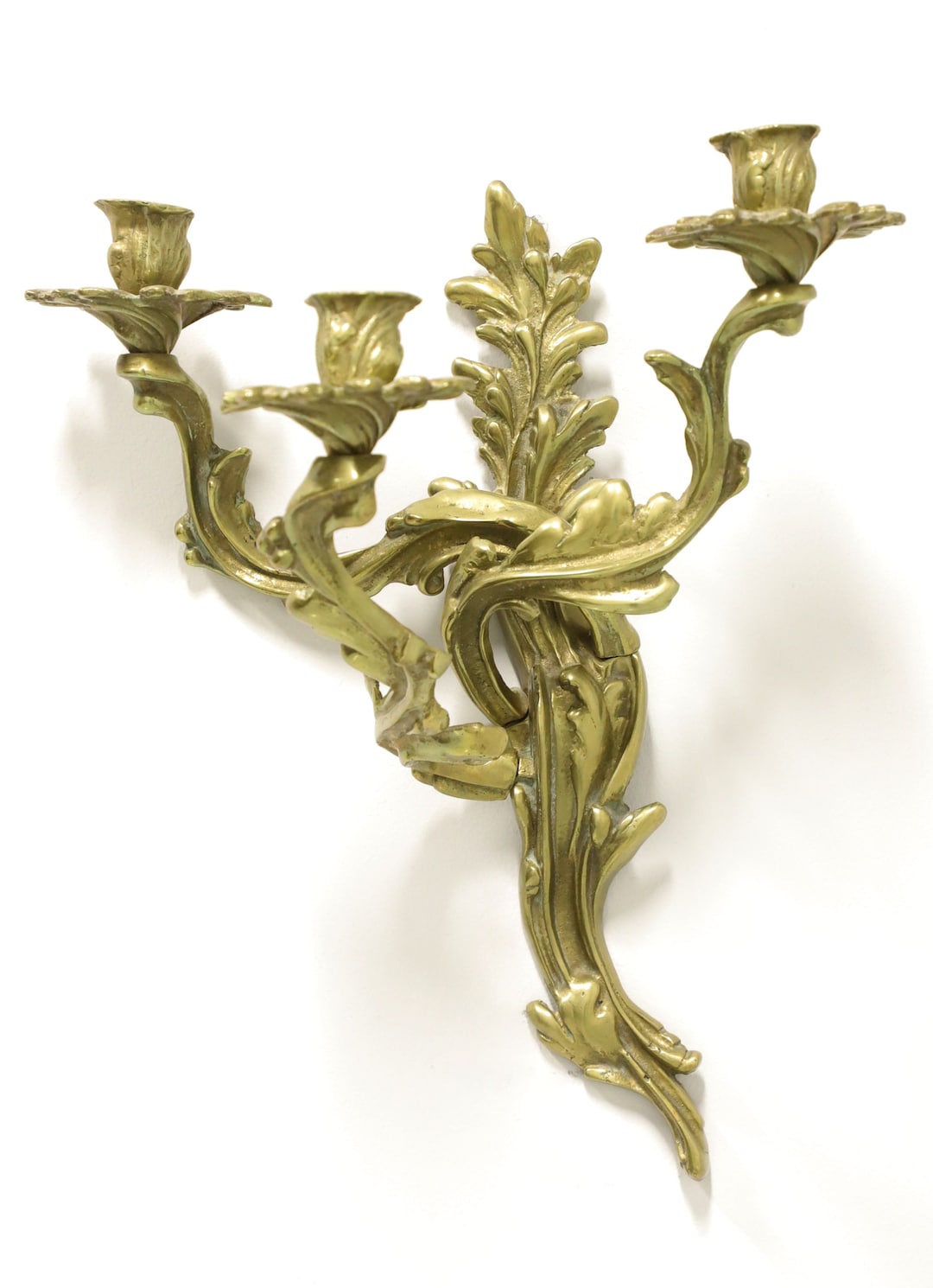 Antique 1920's Solid Brass Rococo Style Candle Wall Sconce - Etsy