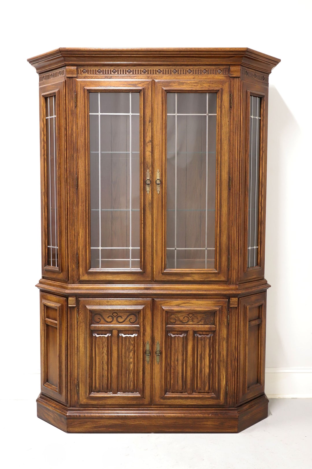 ETHAN ALLEN Royal Charter Oak Jacobean Style China Cabinet Etsy