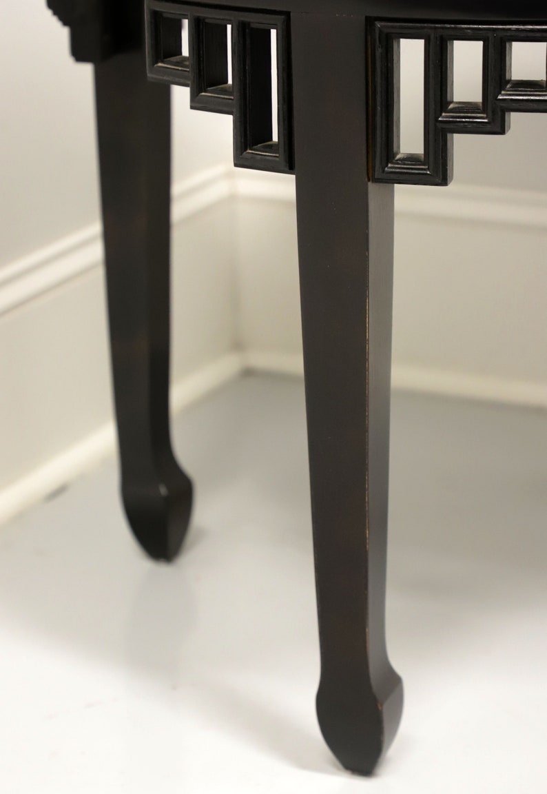 ETHAN ALLEN Asian Chinoiserie Black Lacquer & Burl Elm Round - Etsy