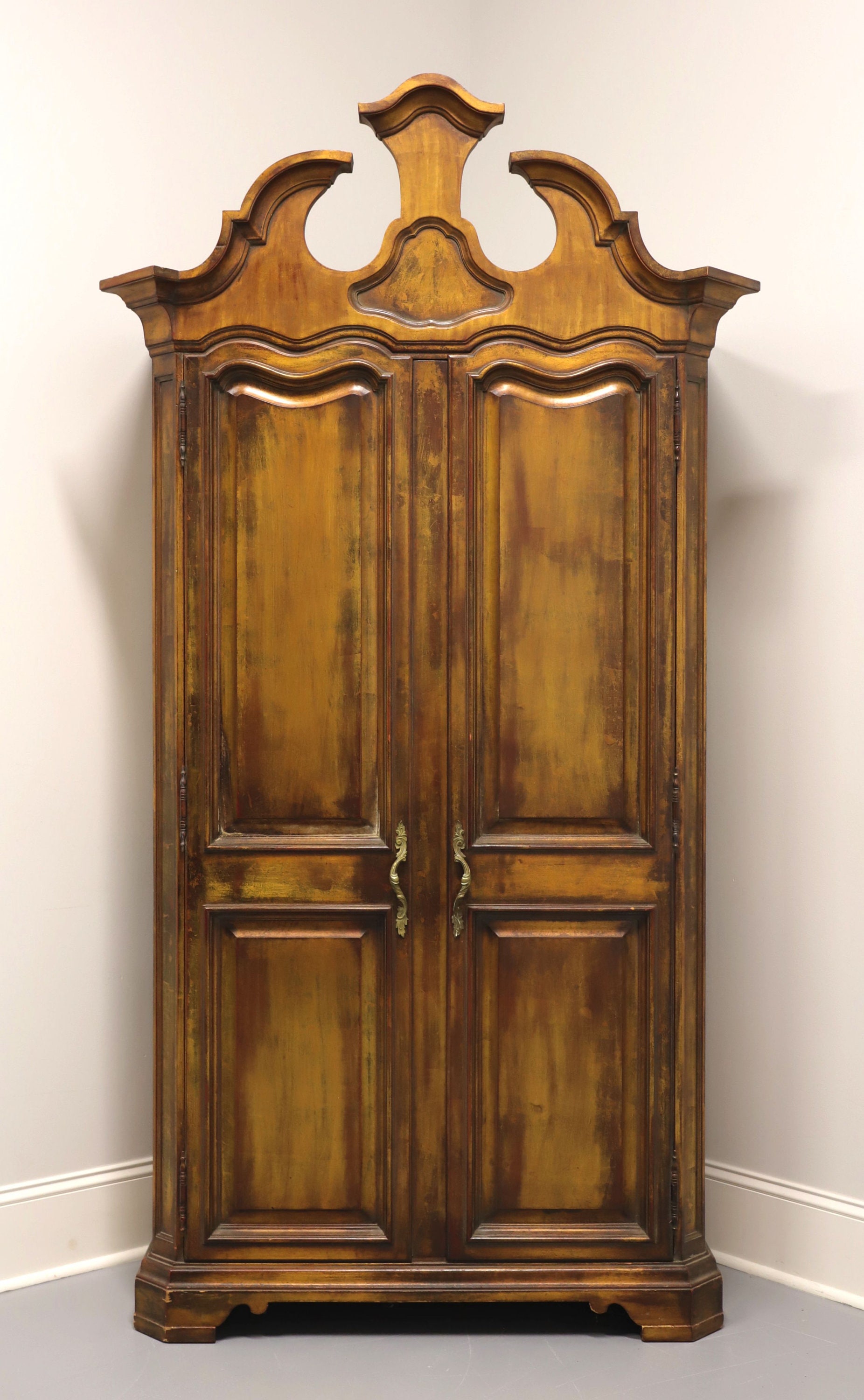 KARGES French Transitional Distressed Gold Armoire / Linen - Etsy