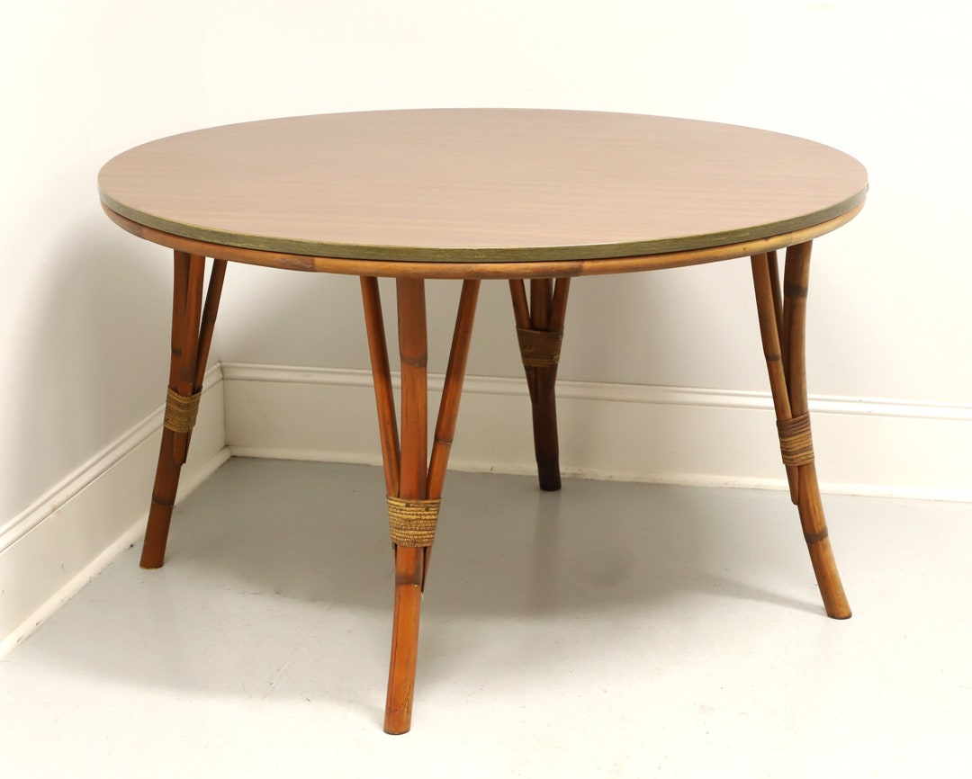 BAM-TAN 1960's Rattan Round Dining Table - Etsy