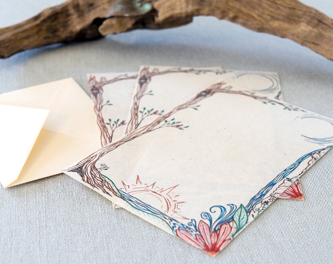 Letter Writing Set - Rustic Stationery on Handmade Paper, Gummed ...