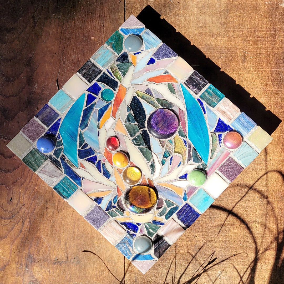 An Abstract Coi Splash. Fine Art Mosaic on Wood With Stained Glass ...