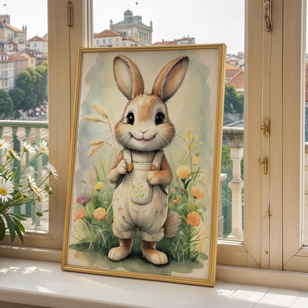 Watercolor Bunny Printable Wall Art - Etsy