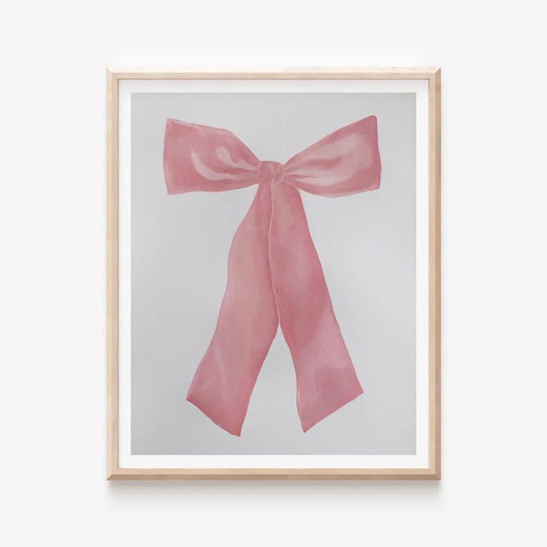 Pink Bow Art Print - Etsy