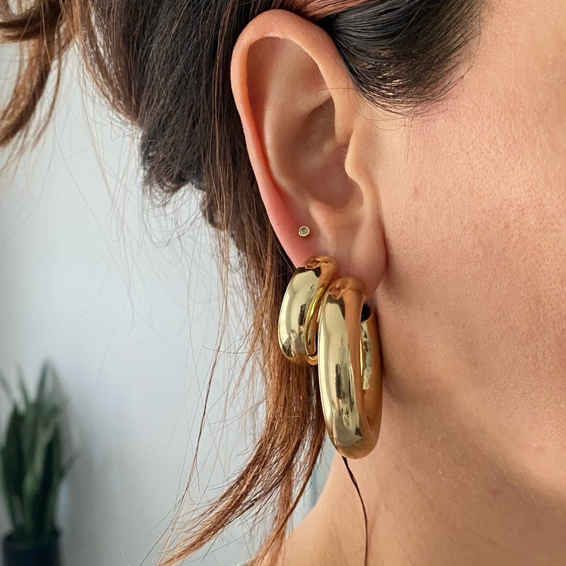 Thick Gold Hoop Earrings - Etsy