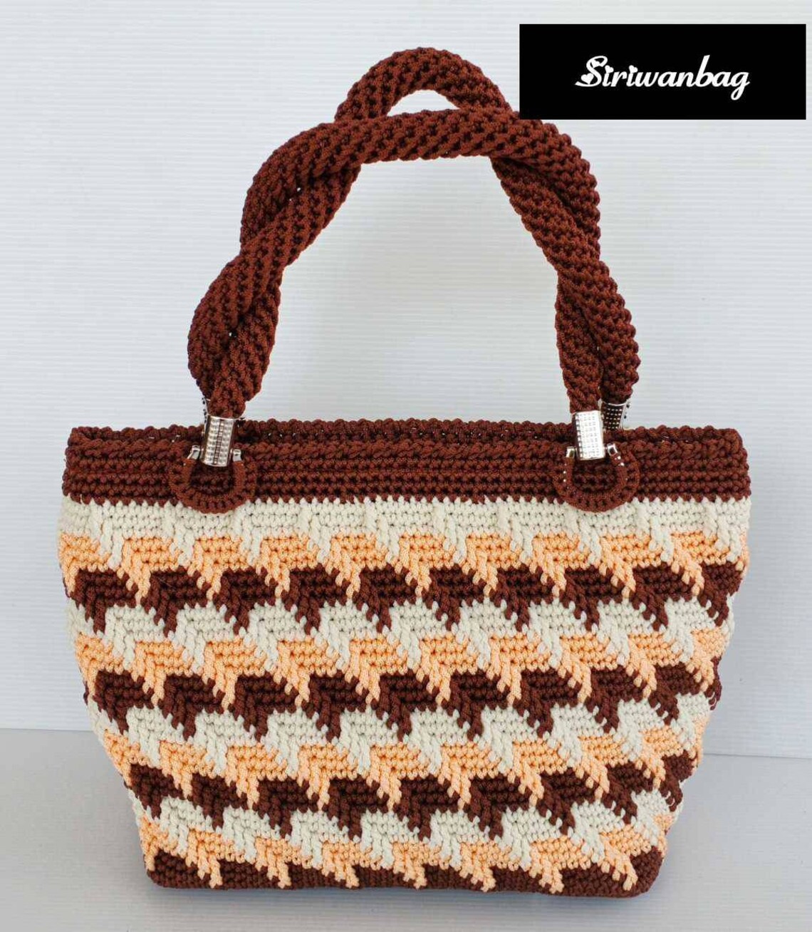 Brown Crochet Bag crochet tote hand bag crochet tote purse | Etsy