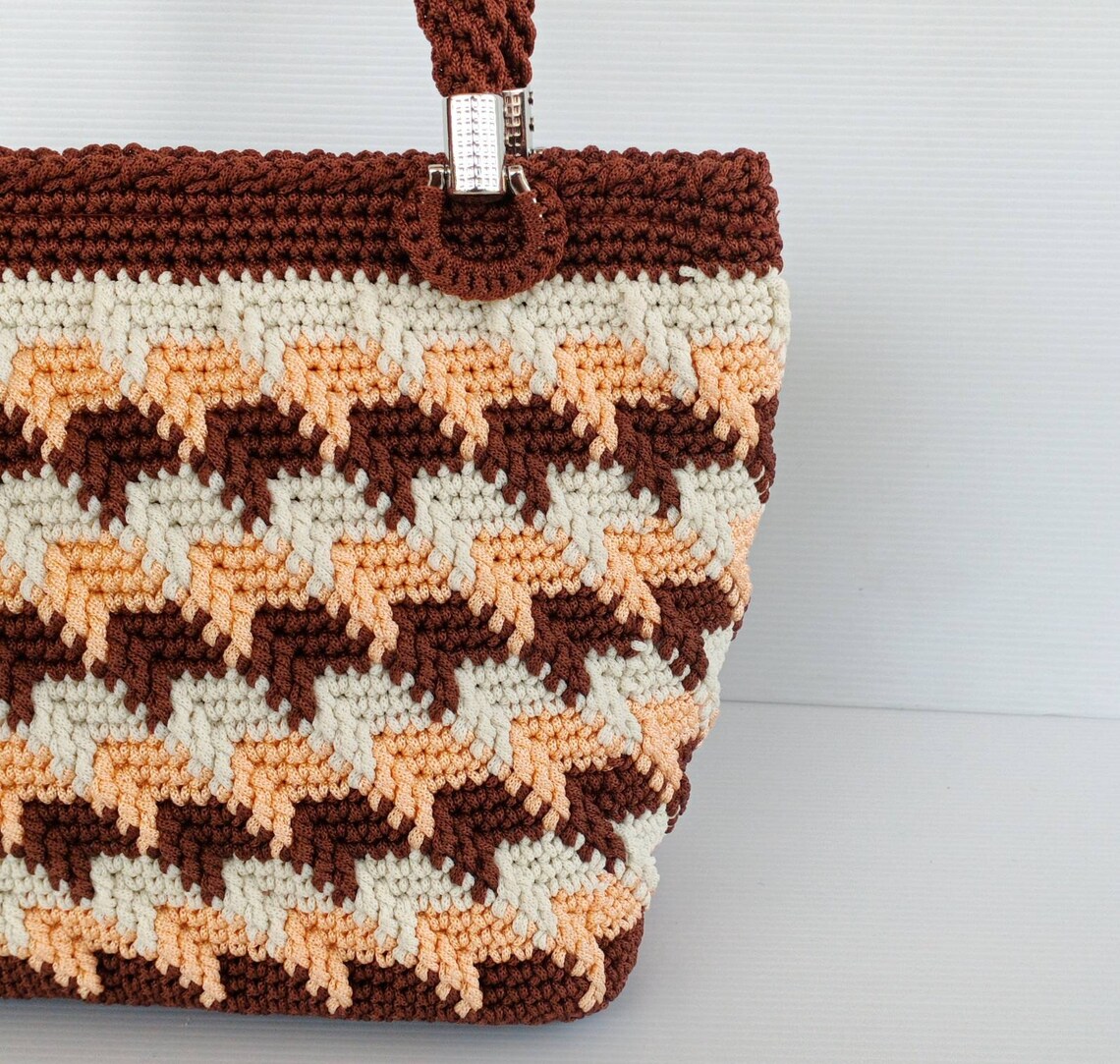 Brown Crochet Bag crochet tote hand bag crochet tote purse | Etsy