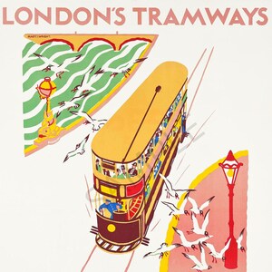 Vintage Poster London's Tramways Transport Advert Fast Tram Park Art ...