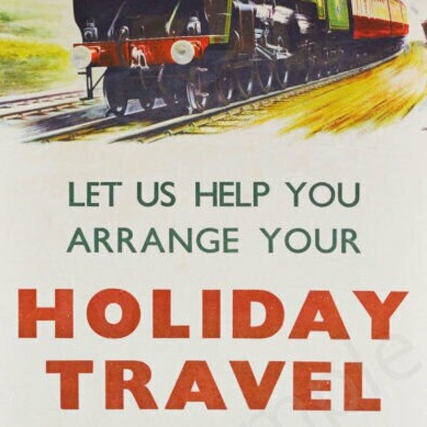 Vintage Railway Poster Scottish Rail Blue Trains Travel Advert Art ...