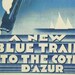 Vintage Railway Poster Blue Train Cote D'azur French Travel Art Deco ...