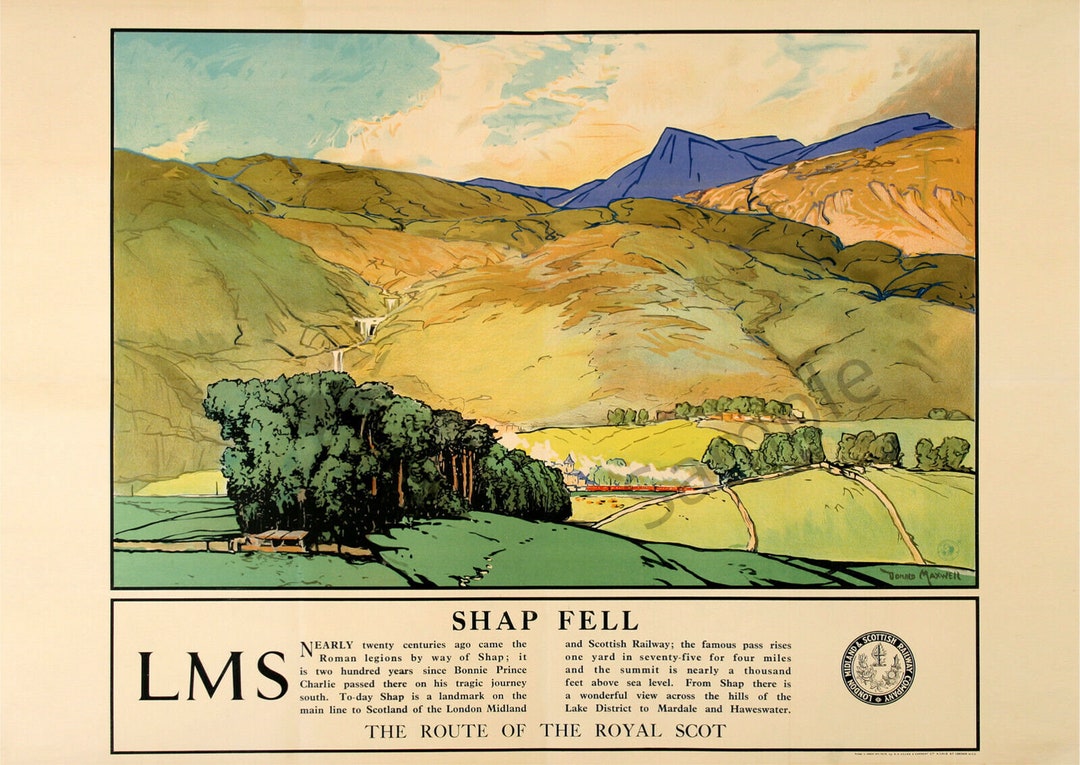 Vintage Railway Poster Shap Fell Lake District Lms Rail Advert Art ...