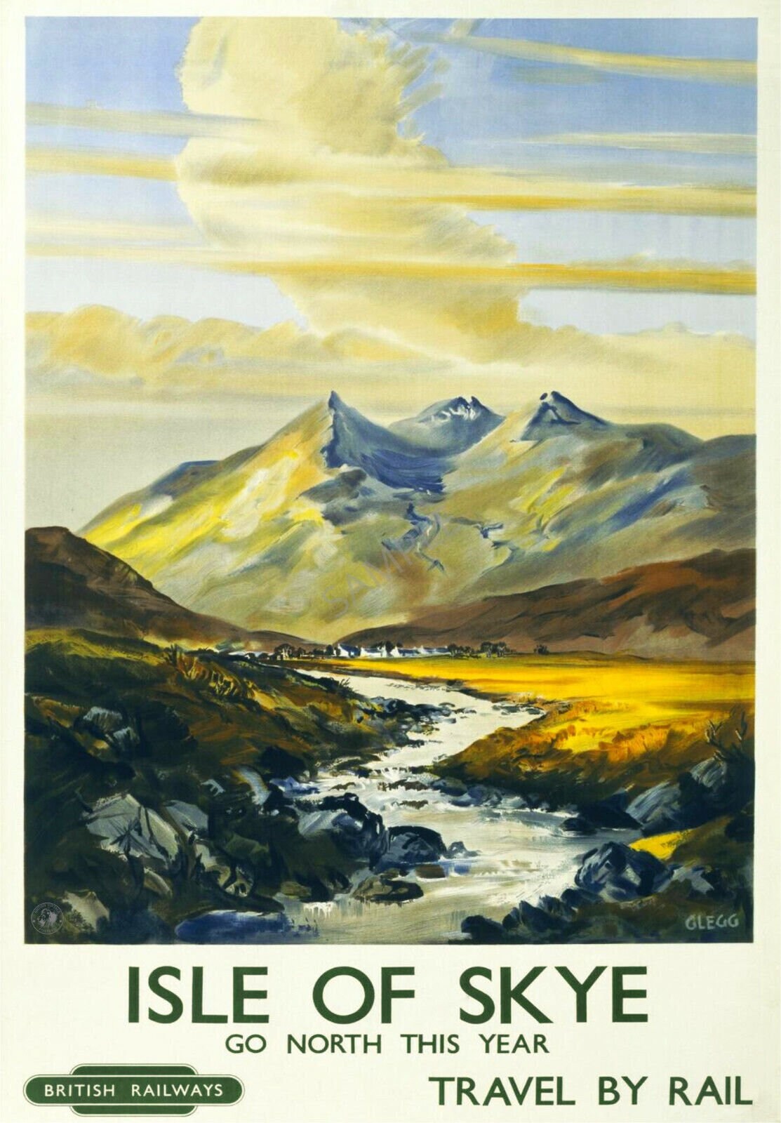 Scottish Vintage Railway Poster Skye Scotland Br Tourism Advert Art ...