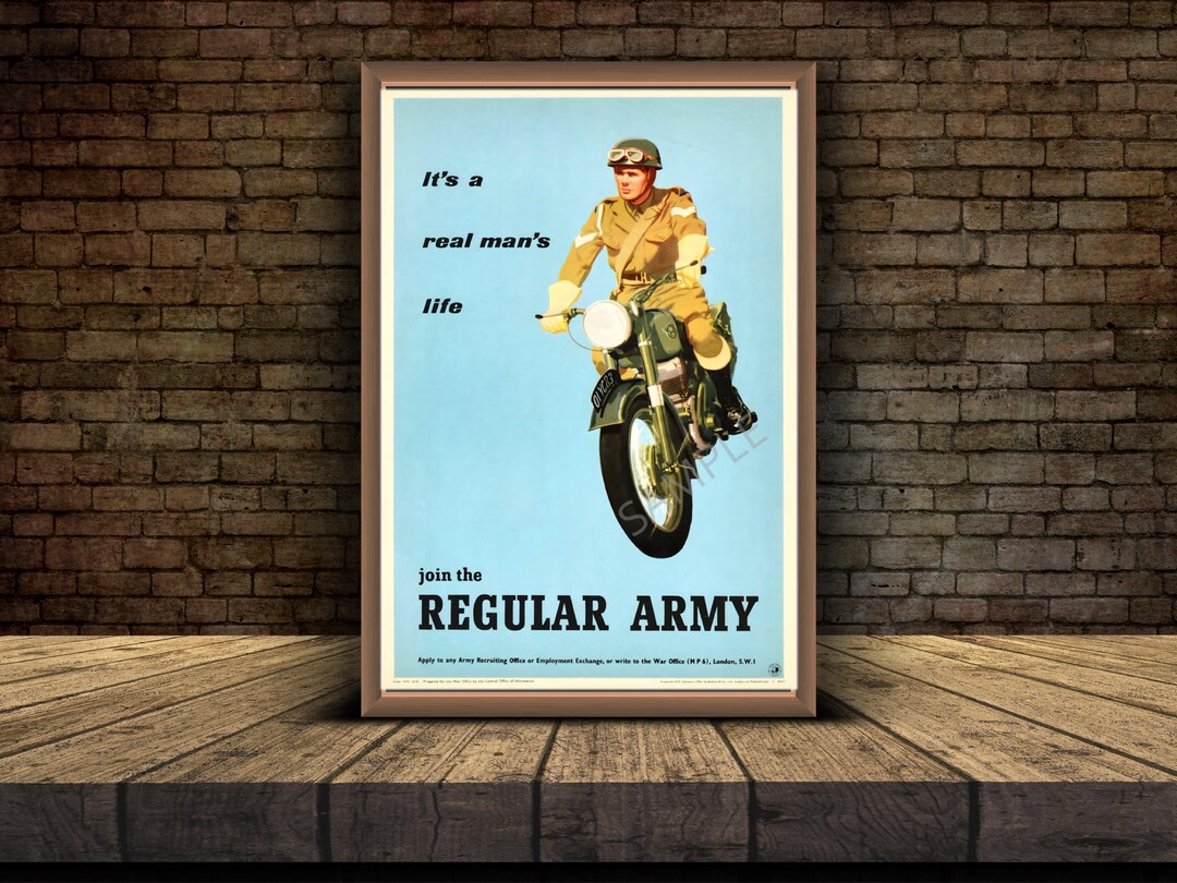 Old Army Recruitment Poster Join the Regular Army It's A Real Man's ...