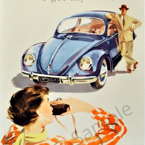 Vintage Poster Vw Car Sign Retro 60s Volkswagen Advert Art Print A3 A4 ...