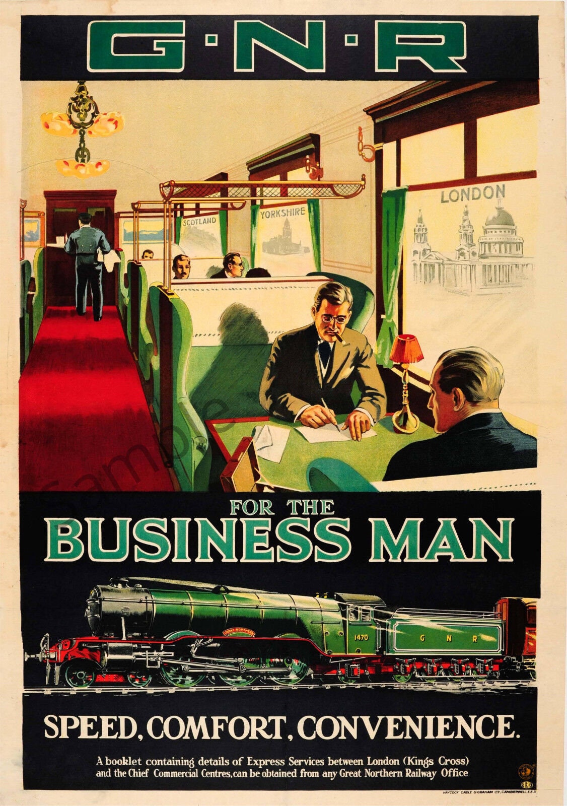 Vintage Railway Poster London Train Rail Gnr Travel Advert - Etsy