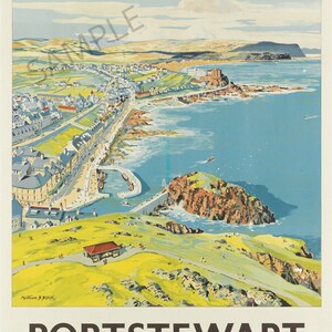 Vintage Railway Poster Portstewart Harbour Northern Ireland Ni Art ...