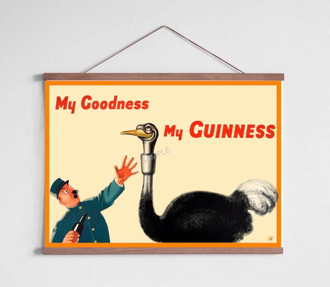 GUINNESS Ostrich Vintage Alcohol Poster Beer Advertising Art Print A3 ...