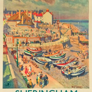 Vintage Railway Poster Sheringham Norfolk Art Deco Beach Boats Print A3 ...