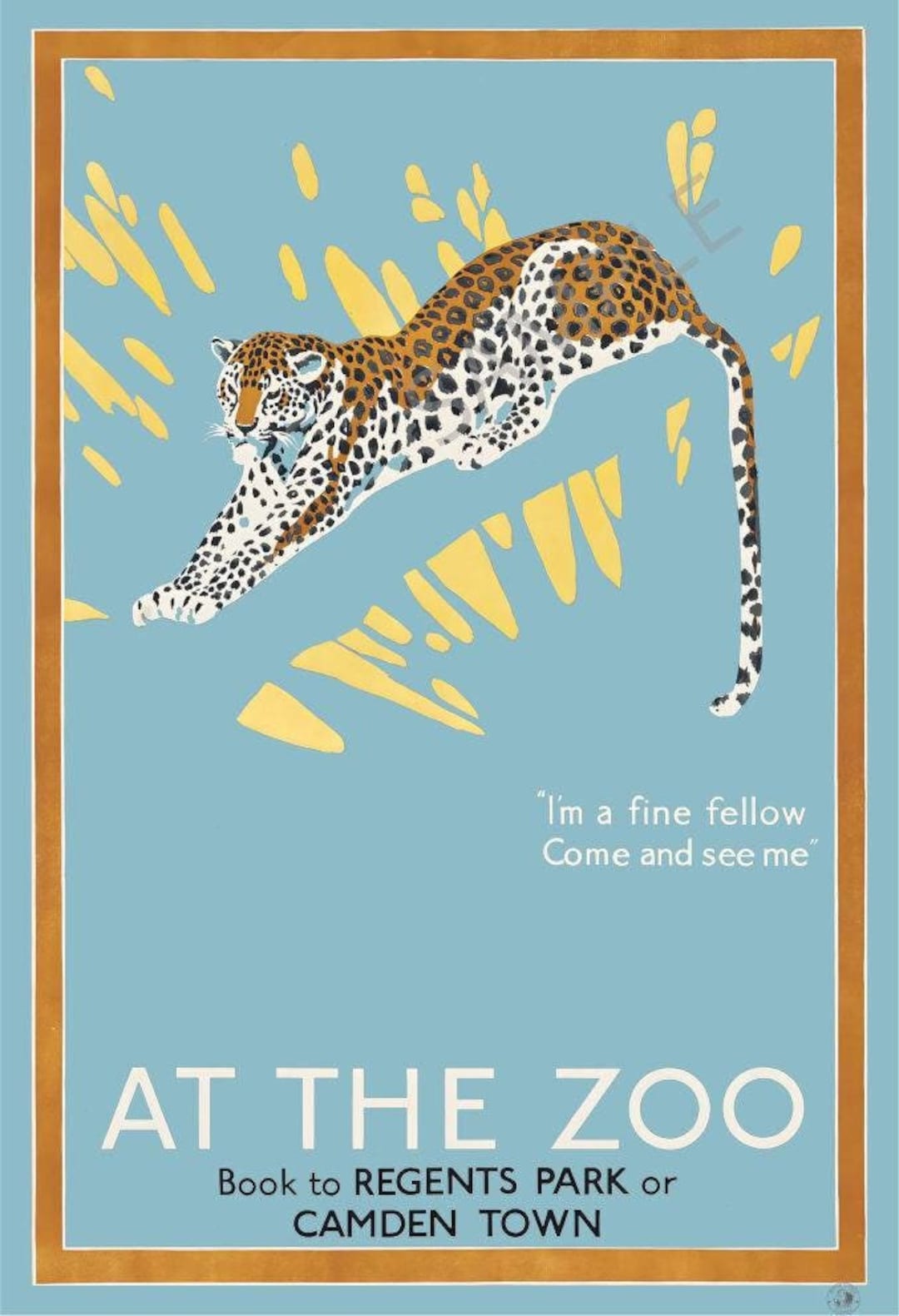 Vintage Poster Leopard Zoo Poster Regents Park Camden Town Framed / Unframed A3 A4 - Etsy