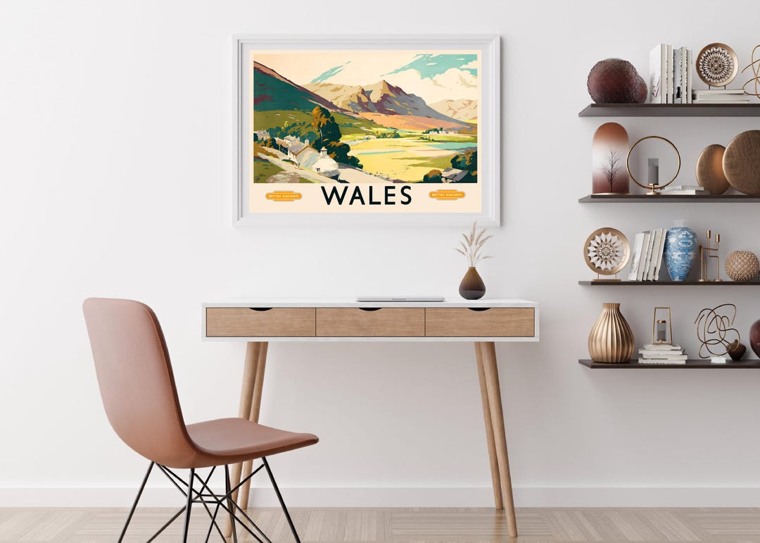 Wales Poster Welsh Countryside Cottage Old Rail Travel Advert Frank ...