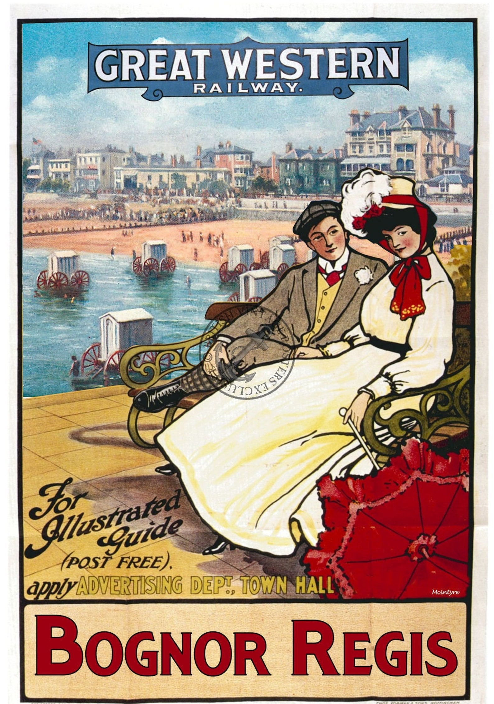 Vintage Railway Poster Bognor Regis Great Western Home Decor Art Print ...