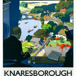 Vintage Railway Poster Knaresborough River Bridge View From Train Art ...