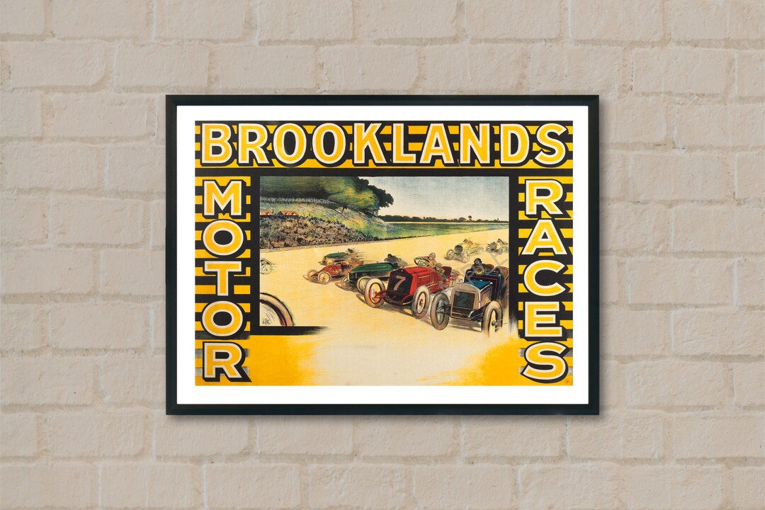 Brooklands Motor Racing Poster: 1907 Vintage Car Race Art Print - Etsy UK